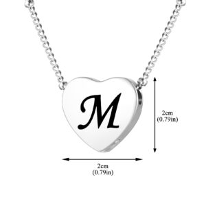 XIUDA Cremation Jewelry for Ashes Personalized Initial Heart Urn Necklace for Women Men Stainless Steel Keepsake Memorial Pendant for Human Ashes