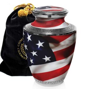 american flag cremation urn for human ashes for funeral, burial or home. cremation urns for ashes adult male extra large urns for dad and urns for human ashes decorative urns