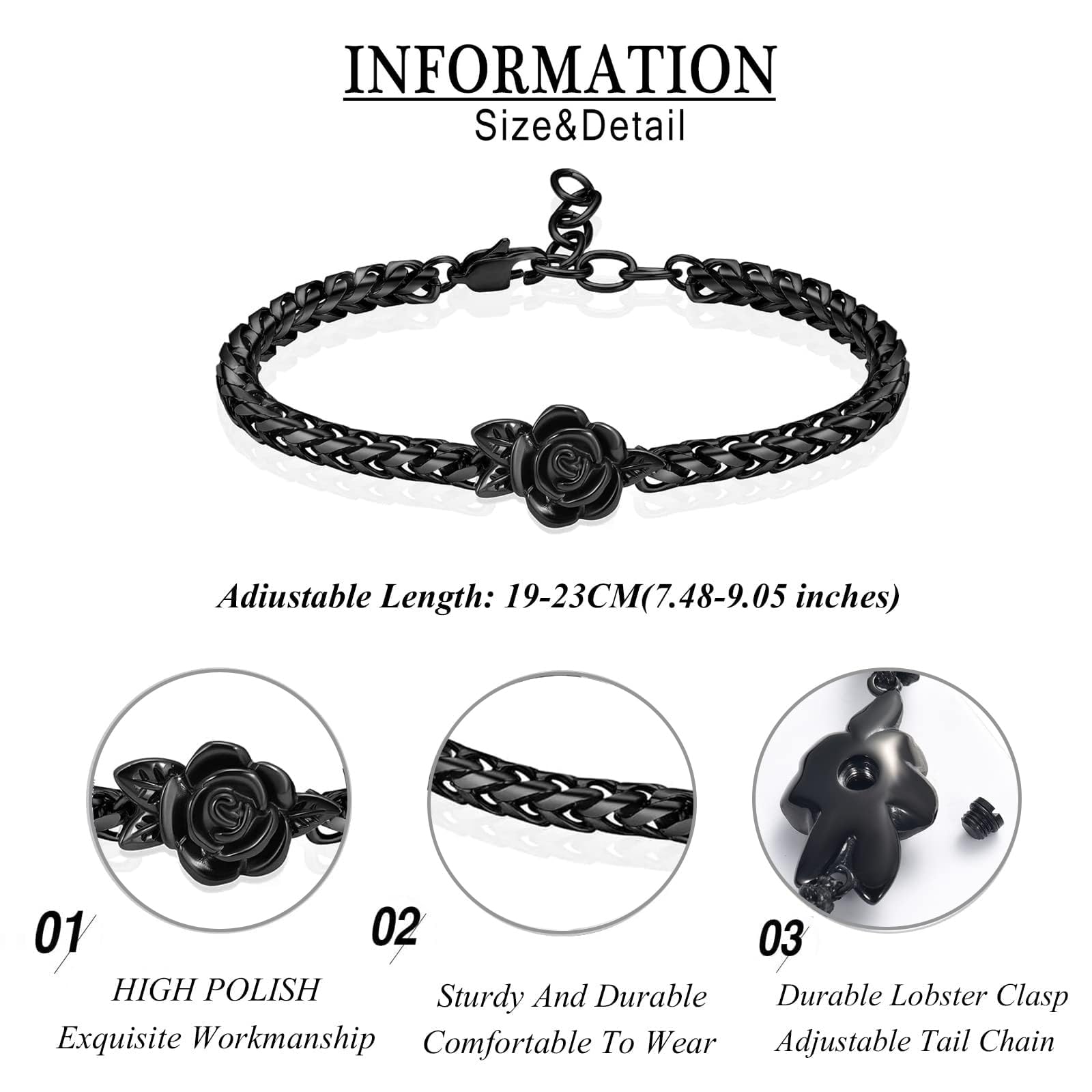 zeqingjw Cremation Jewelry Rose Flower Urn Bracelet for Ashes for Women Adjustable Keepsake Memorial Bracelet Urn Bangle Ashes Holder