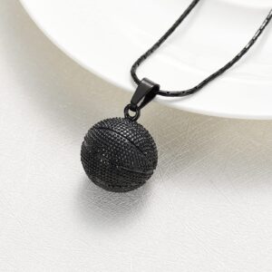 constantlife Cremation Jewelry for Ashes - Basketball Stainless Steel Memorial Pendant Urn Necklace Keepsake for Men Women (Black)