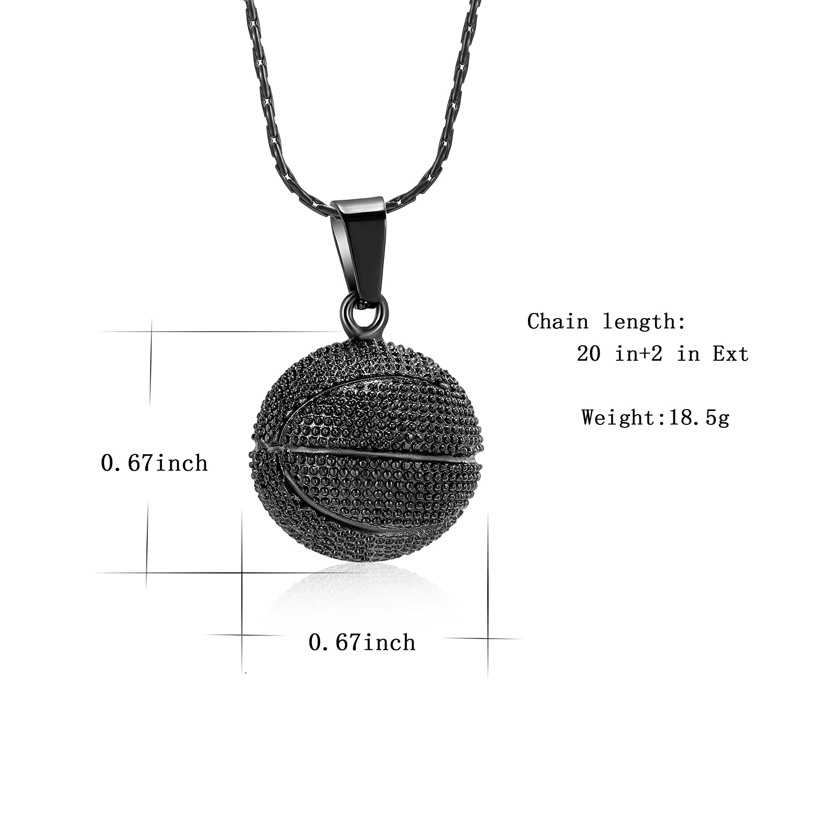 constantlife Cremation Jewelry for Ashes - Basketball Stainless Steel Memorial Pendant Urn Necklace Keepsake for Men Women (Black)