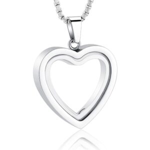 zeqingjw glass cremation jewelry necklace for ashes heart memorial lockets for ashes stainless steel keepsake urn ashes pendants