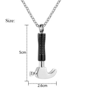 GMXLin Men Hammer Cremation Urn Necklace for Ashes Stainless Steel Pendant Holder Memorial Keepsake for Dad Brother