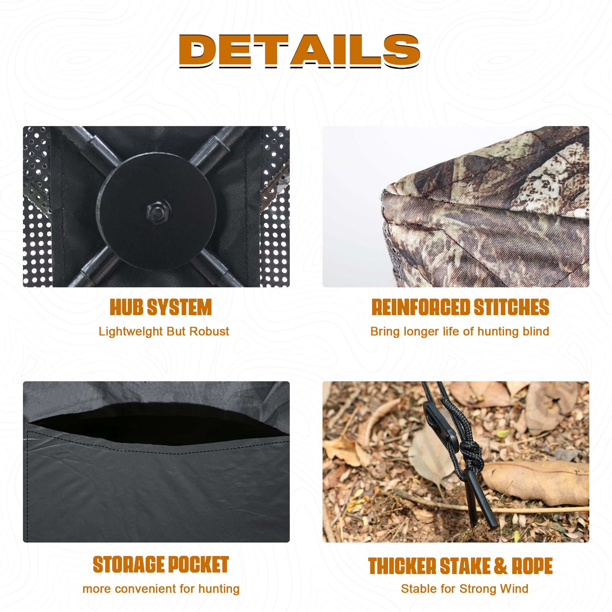 HUNT MONSTER Hunting Blind 1-3 Person with Tri-Leg Hunting Stool, 270 Degree See Through Pop up Ground Blinds for Deer Turkey Duck Hunting, Bow Hunting Adjust Windows with Silent Zipper(CAMO 2)