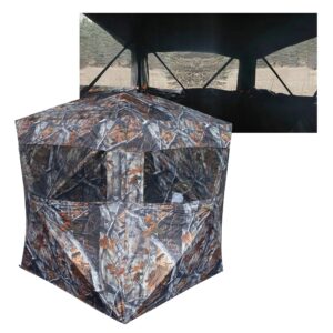 thunderbay spur collector 2 person hunting blind, portable ground blind with silent sliding window, portable durable hunting tent for deer & turkey hunting, jxj camo