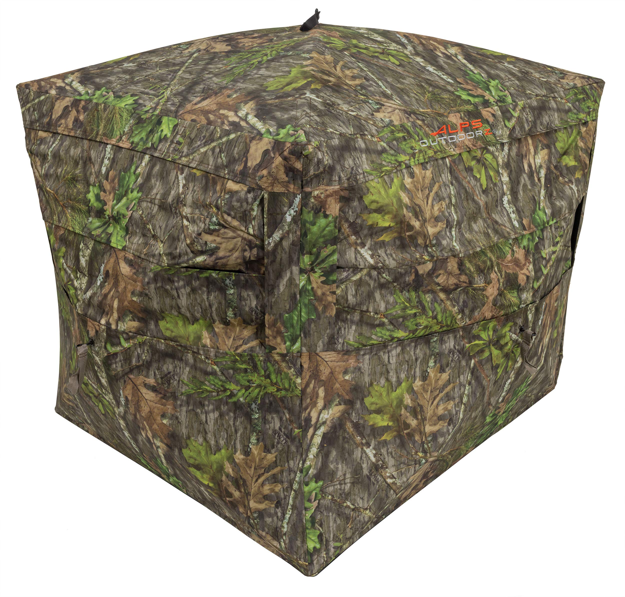 ALPS OutdoorZ Deception Pop Up Hunting Blind Featuring Unique Small Footprint Four Hub Design, Wide Windows with Silent Open, Extra Large Easy Access Door, Mossy Oak Obsession