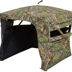 ALPS OutdoorZ Deception Pop Up Hunting Blind Featuring Unique Small Footprint Four Hub Design, Wide Windows with Silent Open, Extra Large Easy Access Door, Mossy Oak Obsession