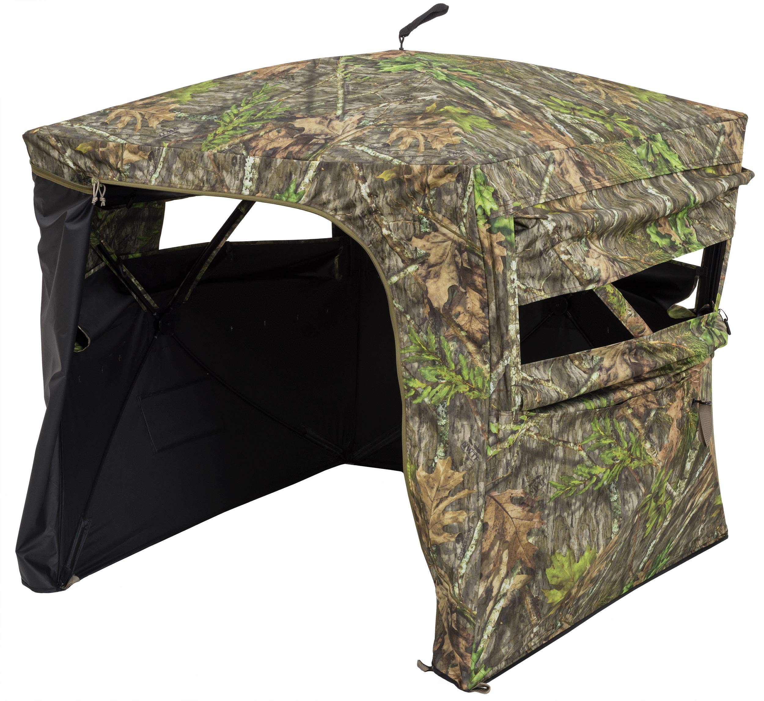 ALPS OutdoorZ Deception Pop Up Hunting Blind Featuring Unique Small Footprint Four Hub Design, Wide Windows with Silent Open, Extra Large Easy Access Door, Mossy Oak Obsession