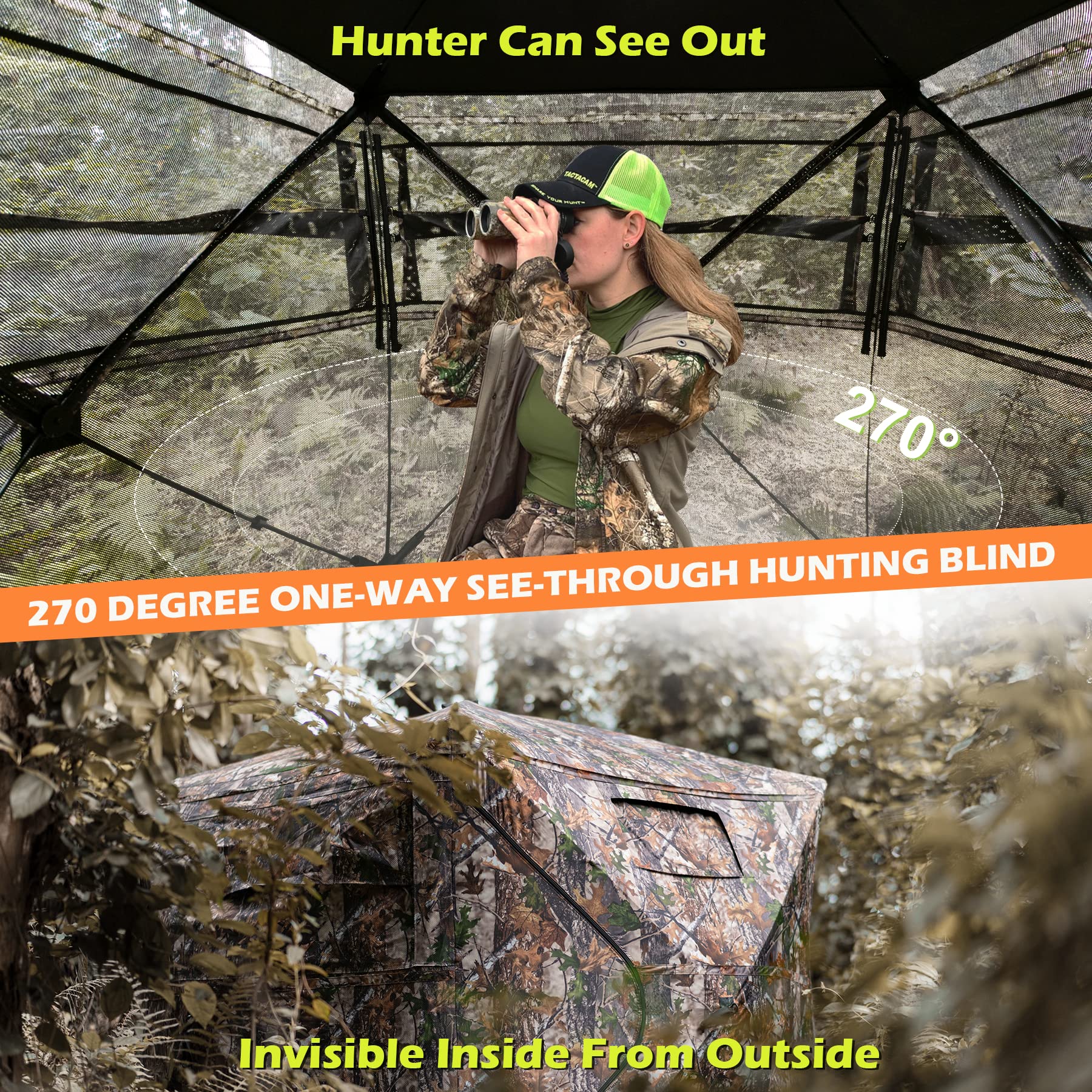 Your Choice Hunting Blind 3 Person 270 Degree See Through Ground Blinds for Deer Hunting Turkey Hunting, Deer Blind Turkey Blind Pop Up Hunting Tent, Hunting Gear Hunting Accessories, Camouflage