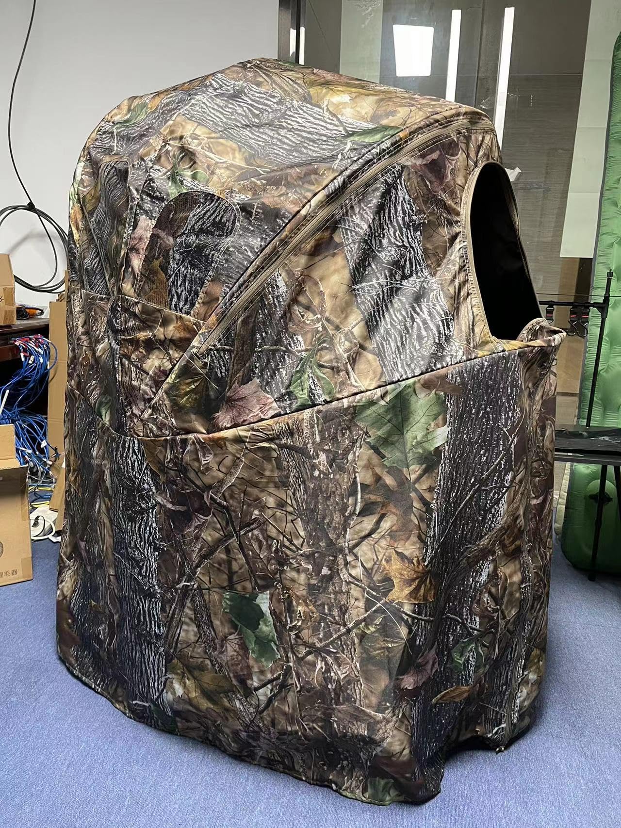 WTVIDAS Hunting Blinds Ground with Chair, Camouflage Hunting Blind with See Through Window, 1-Person Pop Up Ground Blind, Portable Hunting Chair Tent for Deer Turkey