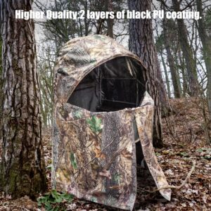 WTVIDAS Hunting Blinds Ground with Chair, Camouflage Hunting Blind with See Through Window, 1-Person Pop Up Ground Blind, Portable Hunting Chair Tent for Deer Turkey