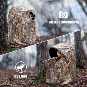 WTVIDAS Hunting Blinds Ground with Chair, Camouflage Hunting Blind with See Through Window, 1-Person Pop Up Ground Blind, Portable Hunting Chair Tent for Deer Turkey