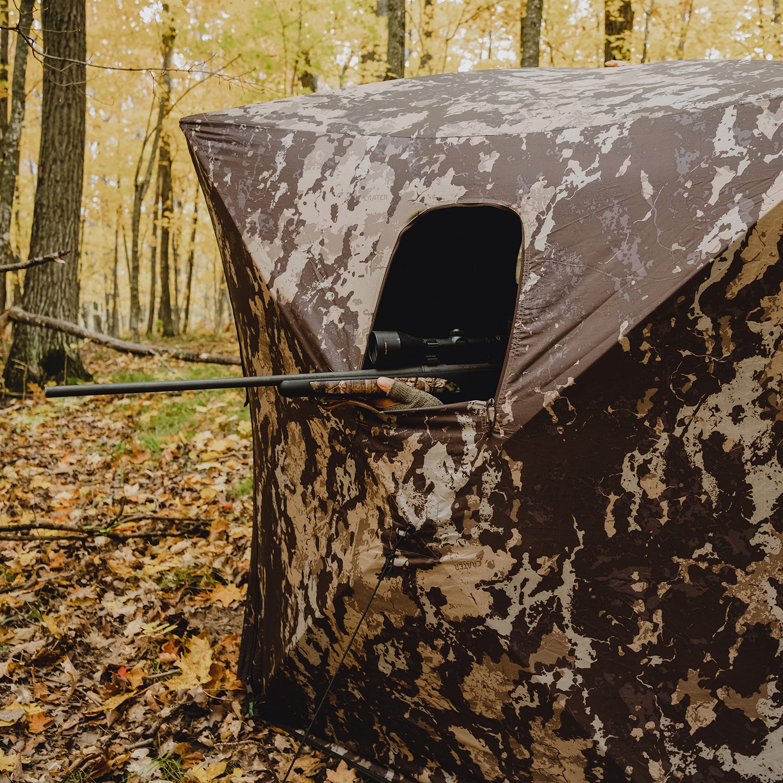 Barronett Blinds® Grounder 250, Portable Hunting Blind, Pop-Up Hub Blind, Large Shooting Windows, Lightweight, 2-Person, Crater™ Core, 67” x 75” x 75”, GR251CC