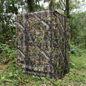 auscamotek ground blind 5 × 10 feet for turkey hunting deer blinds camouflage pattern height adjustable -woodland green leaf