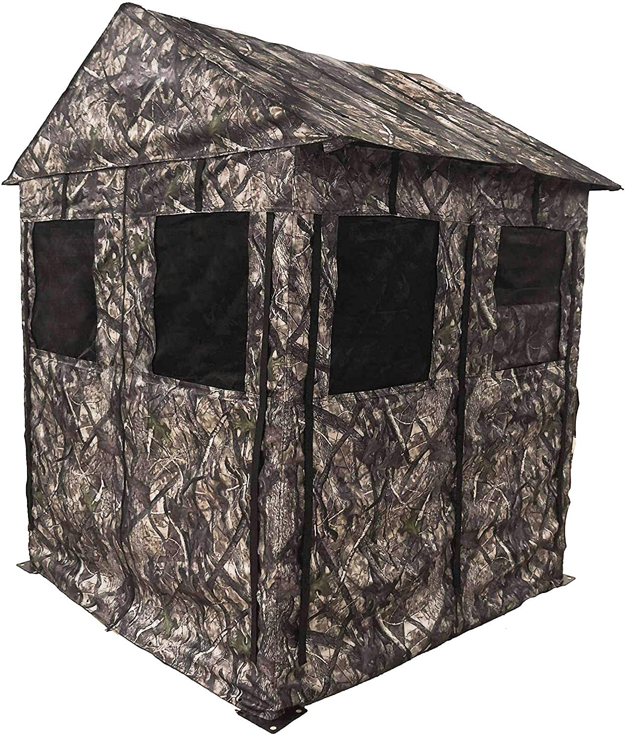 Deluxe Steel Frame True Timber® Camo 3 or 4 Person Hunting Ground Blind - (8) Shoot Through Mesh Windows and Anchoring System Included