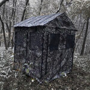 Deluxe Steel Frame True Timber® Camo 3 or 4 Person Hunting Ground Blind - (8) Shoot Through Mesh Windows and Anchoring System Included