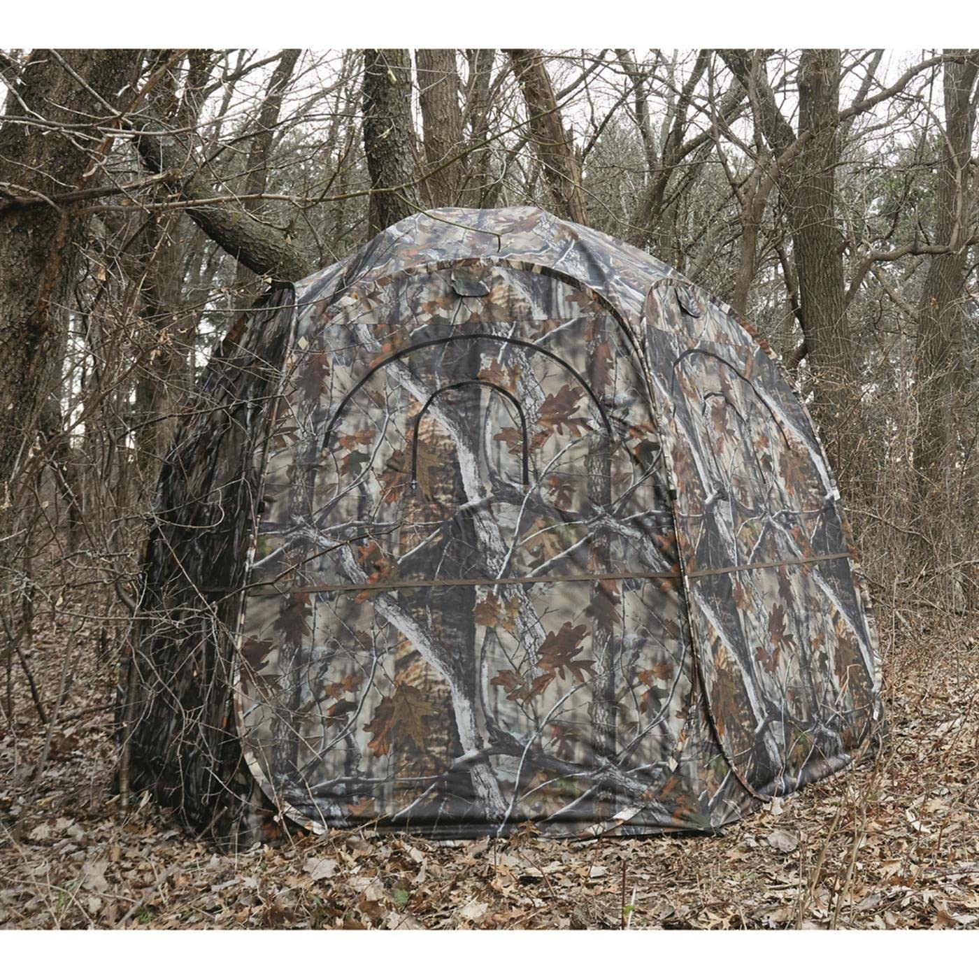 Guide Gear Super Magnum Pop-Up Hunting Ground Blind, 2-4 Person Tent, Hunting Gear, Equipment, and Accessories, 6-Panel Spring Steel