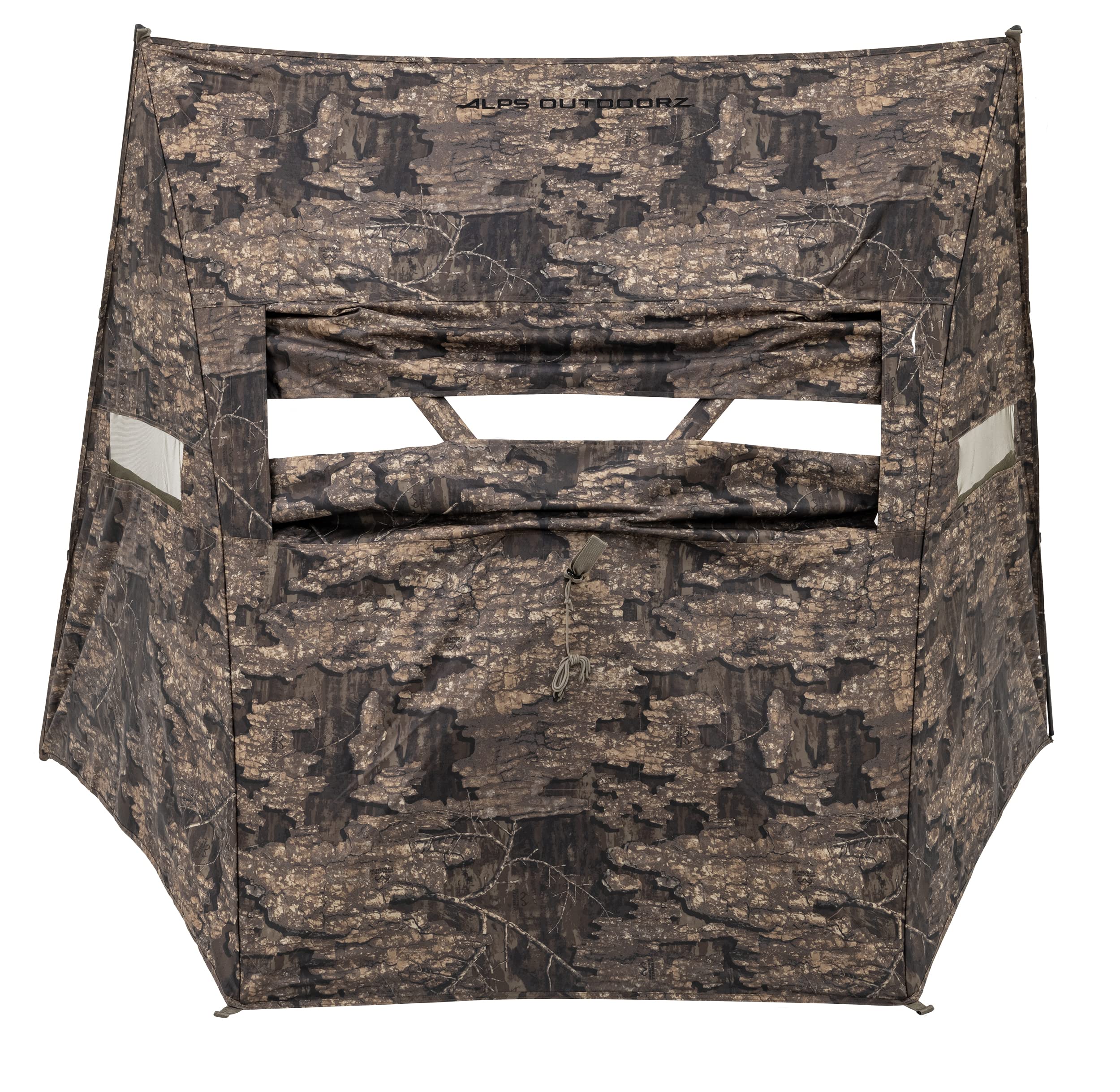 ALPS OutdoorZ Dash Camo Panel Hunting Blind with Hybrid 2 Person Ground Pop Up Design for Quick Deployment, Wide Window, and Interior Mesh Pocket, Realtree Timber