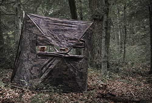 ALPS OutdoorZ Dash Camo Panel Hunting Blind with Hybrid 2 Person Ground Pop Up Design for Quick Deployment, Wide Window, and Interior Mesh Pocket, Realtree Timber