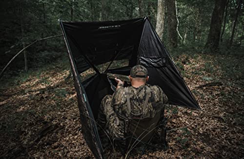 ALPS OutdoorZ Dash Camo Panel Hunting Blind with Hybrid 2 Person Ground Pop Up Design for Quick Deployment, Wide Window, and Interior Mesh Pocket, Realtree Timber