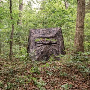 ALPS OutdoorZ Dash Camo Panel Hunting Blind with Hybrid 2 Person Ground Pop Up Design for Quick Deployment, Wide Window, and Interior Mesh Pocket, Realtree Timber