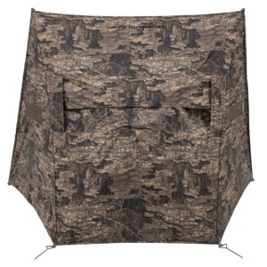 ALPS OutdoorZ Dash Camo Panel Hunting Blind with Hybrid 2 Person Ground Pop Up Design for Quick Deployment, Wide Window, and Interior Mesh Pocket, Realtree Timber