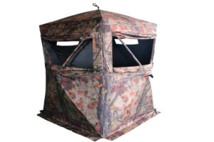 muddy executioner 150-2 man pop-up blind panoramic windows, split curtains on silent sliders, 180 degree shooting windows