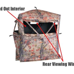 Muddy Executioner 150-2 Man Pop-Up Blind Panoramic Windows, Split Curtains on Silent Sliders, 180 Degree Shooting Windows