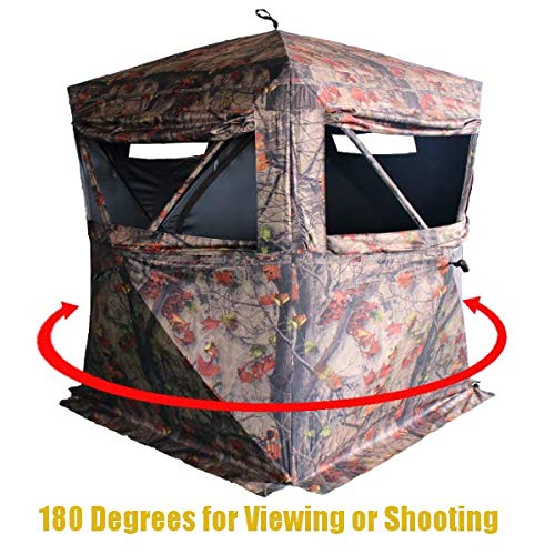 Muddy Executioner 150-2 Man Pop-Up Blind Panoramic Windows, Split Curtains on Silent Sliders, 180 Degree Shooting Windows