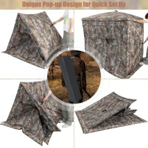 Giantex Ground Blinds for Deer Hunting - Portable Hunting Blind, Camo Tent See Through, 2-3 Person Pop Up Deer Blind with 270 Degree View, 8 Sturdy Ground Stakes, 4 High-Wind Tie-Down Ropes, Carry Bag