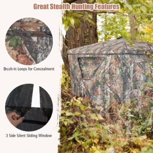 Giantex Ground Blinds for Deer Hunting - Portable Hunting Blind, Camo Tent See Through, 2-3 Person Pop Up Deer Blind with 270 Degree View, 8 Sturdy Ground Stakes, 4 High-Wind Tie-Down Ropes, Carry Bag