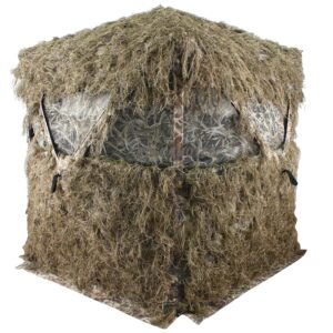 auscamotek scouter ghillie ground blind for 3 person deer hunting with ghilly cover