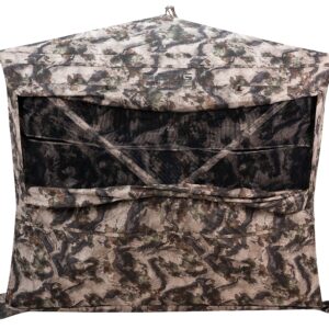 BOG Grave Digger Standing Height Ground Blind Mossy Oak with StealthZip Silent Zippers, StealthTrac Silent Windows, Water Resistant 600D Fabric, and Hub Construction for Hunting, Shooting, and Outdoor