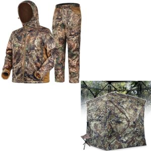 hunting blind and silent hunting clothes for men fleece lining, safety strap compatible