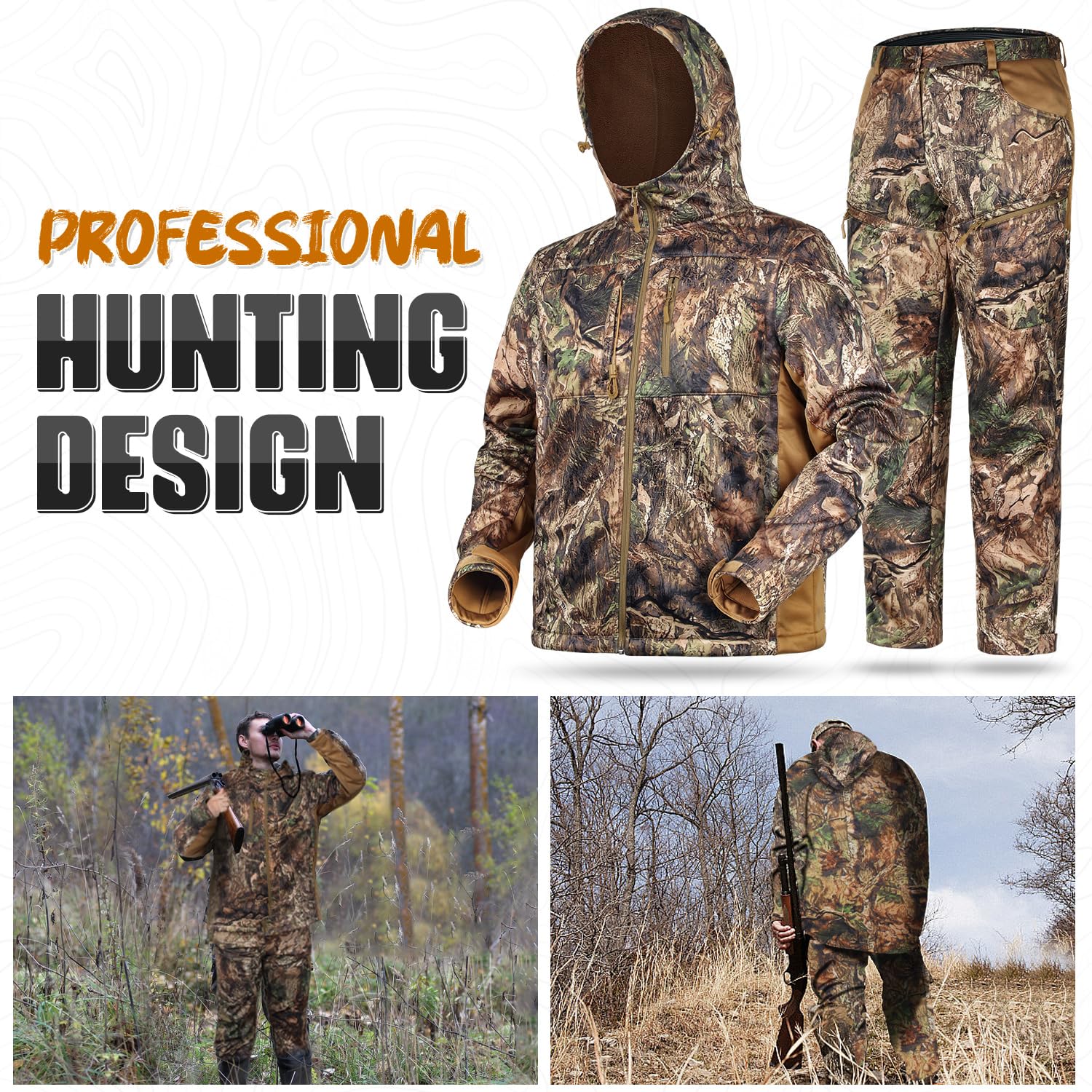 Hunting Blinds and Silent Hunting Clothes for Men Fleece Lining, Safety Strap Compatible