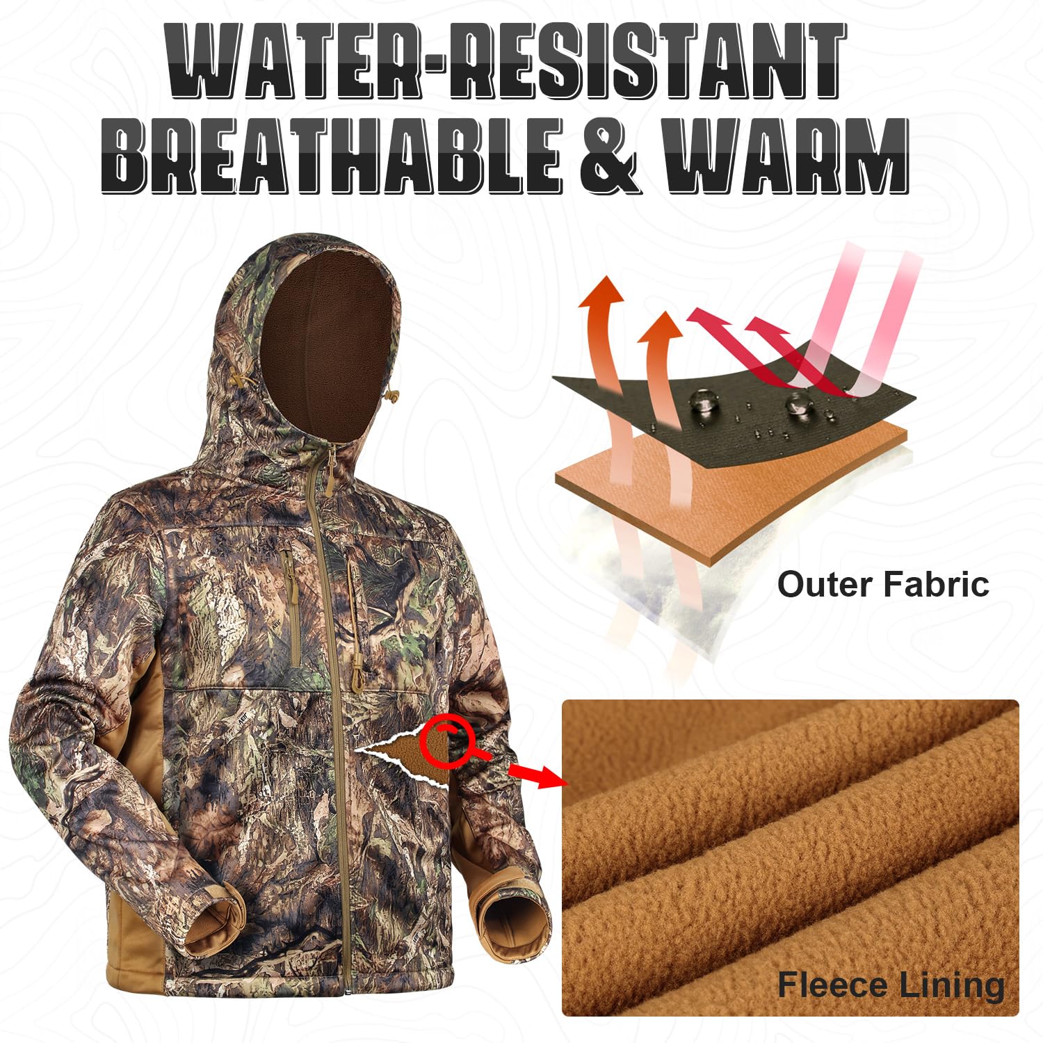 Hunting Blinds and Silent Hunting Clothes for Men Fleece Lining, Safety Strap Compatible