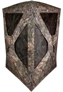 primos hunting double bull roughneck ground blind, hunting blind with silent slide windows and 11 covered windows with shoot through mesh