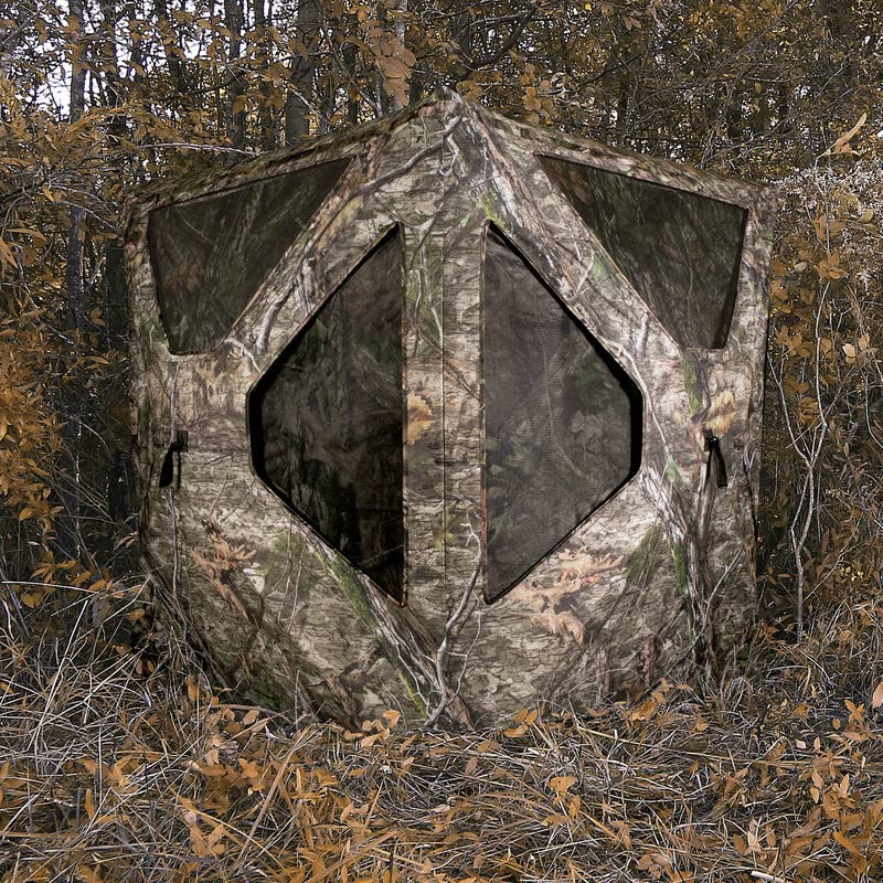 Primos Hunting Double Bull Roughneck Ground Blind, Hunting Blind with Silent Slide Windows and 11 Covered Windows with Shoot Through Mesh