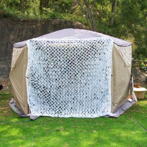 LOOGU White Camo Netting 150D Snow Camouflage Net for Sunshade, Camping, Military, Hunting Blind, Party Decorations - 6.5 x 26 Feet