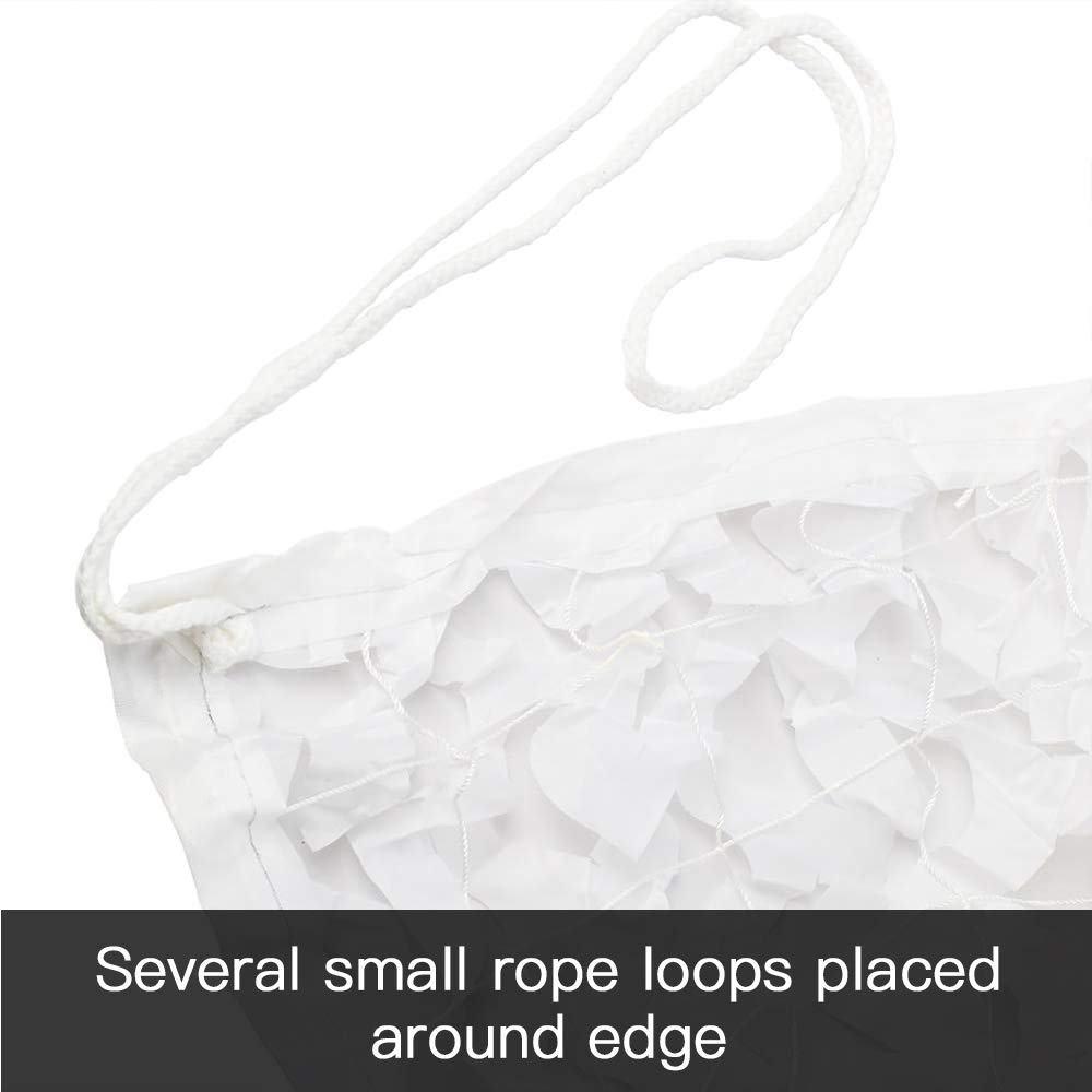 LOOGU White Camo Netting 150D Snow Camouflage Net for Sunshade, Camping, Military, Hunting Blind, Party Decorations - 6.5 x 26 Feet