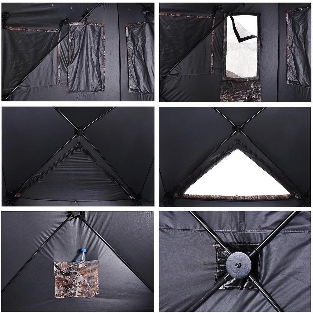 KOVAL INC. Pop Up Ground Wood-Leaf Camouflage Hunting Blind Hub Style (Camo Square)