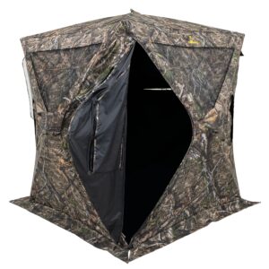 Browning Evade Tent Hunting Blind Featuring 180 Degree Windows with Shoot Through Mesh and Silent Open, Silent Magnetic Door System, and Brush Loops, Mossy Oak Country DNA