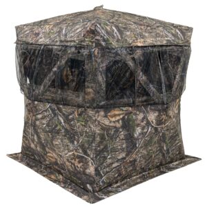 Browning Evade Tent Hunting Blind Featuring 180 Degree Windows with Shoot Through Mesh and Silent Open, Silent Magnetic Door System, and Brush Loops, Mossy Oak Country DNA