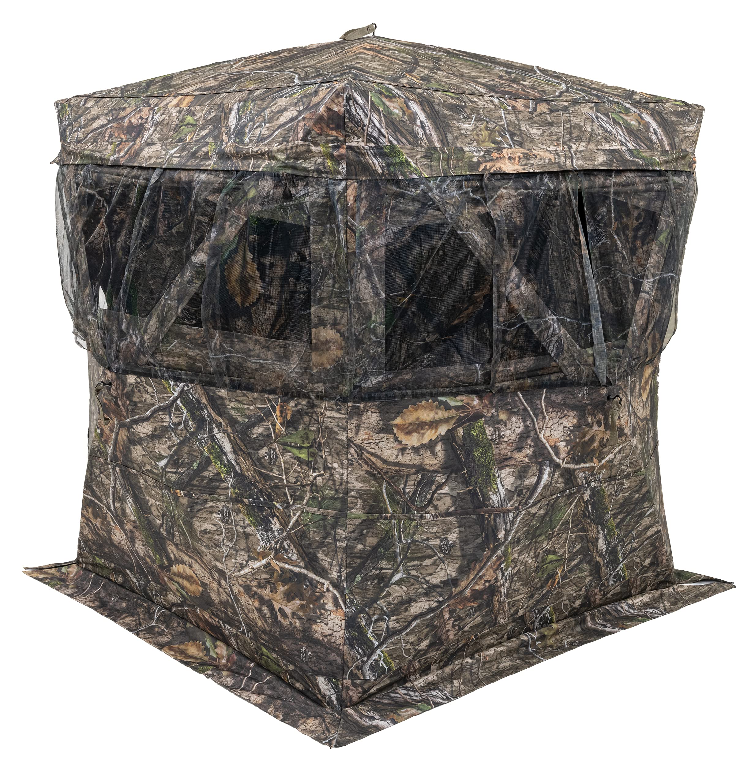 Browning Evade Tent Hunting Blind Featuring 180 Degree Windows with Shoot Through Mesh and Silent Open, Silent Magnetic Door System, and Brush Loops, Mossy Oak Country DNA