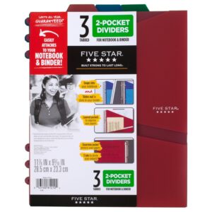 five star 2-pocket dividers, tabbed, colors will vary, 3 pack (81210)