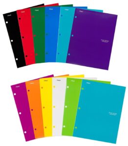 five star pocket folders, 4-pocket, 12-1/2" x 9-1/2", assorted colors, 12 pack