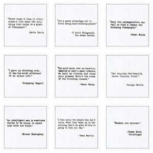 Five Star Napkins Literary Bar Quotes White Cotton Cocktail Napkins, Beverage Napkins, Bar Napkins, Cloth Napkins, Party Napkins, Holidays, Weddings, Birthdays, Disposable, 4.5" x 4.5"- (50x)