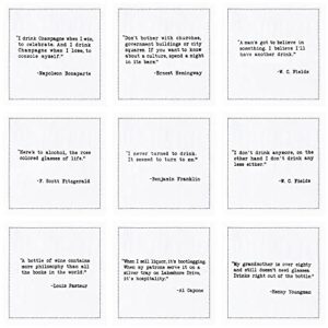 Five Star Napkins Literary Bar Quotes White Cotton Cocktail Napkins, Beverage Napkins, Bar Napkins, Cloth Napkins, Party Napkins, Holidays, Weddings, Birthdays, Disposable, 4.5" x 4.5"- (50x)