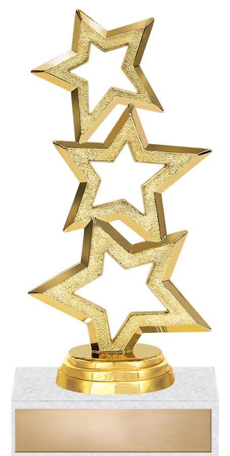 Crown Awards Star Trophies - 5" Three Star Recognition Trophies Custom