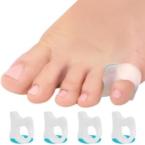 5 stars united toe spacers for men and women – 4 gel pinky toe separators for curled and overlapping toes, bunions, hammer toe straightener, little toe spreader